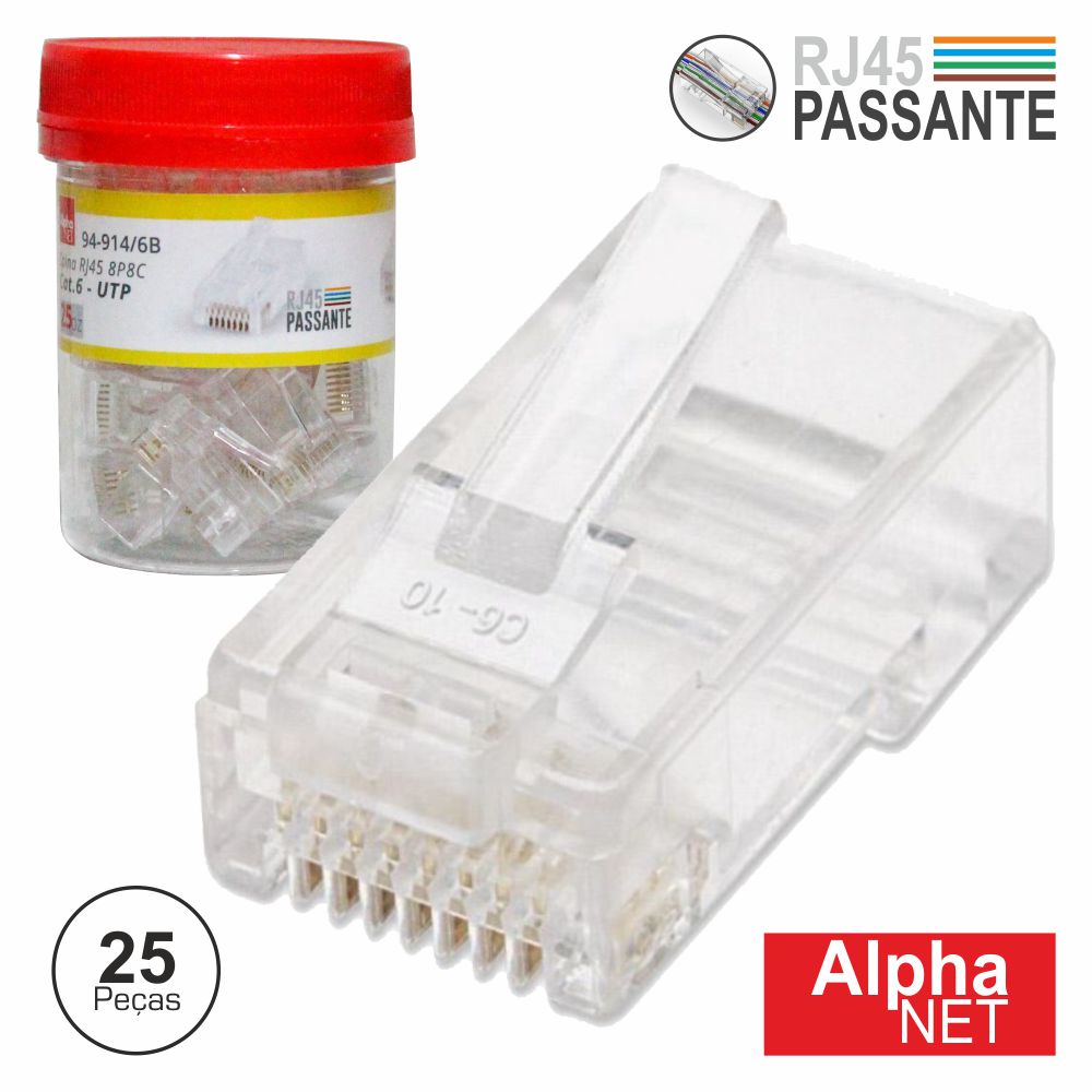 FICHA RJ45 MODELAR 8P8C CAT6 PASSANTE – Ledistronica, Lda