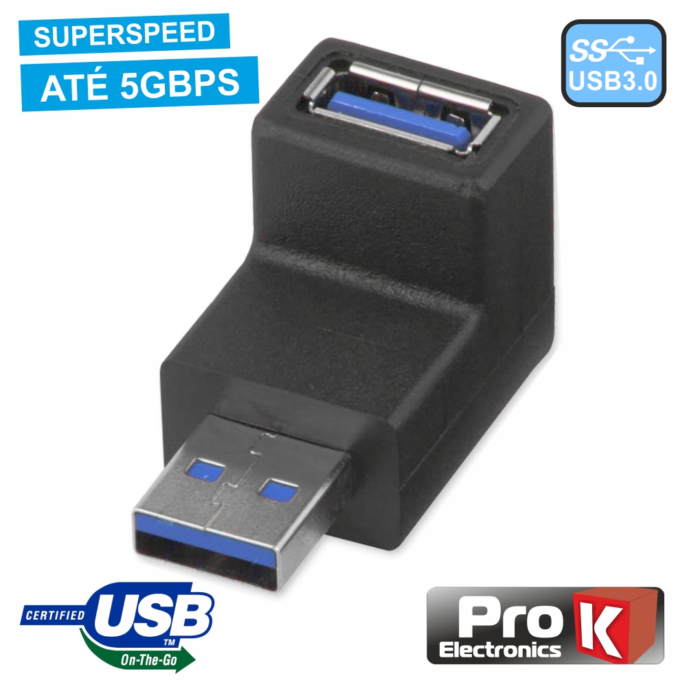 FICHA ADAPTADORA USB-A 3.0 MACHO / FÊMEA 90º PROK – Ledistronica, Lda