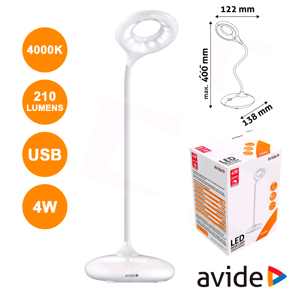 CANDEEIRO DECORATIVO LED 4W 4000K MINIMAL 210LM AVIDE – Ledistronica, Lda