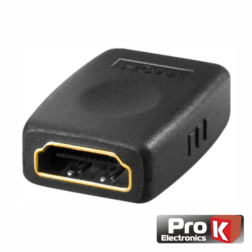 Ficha Adaptadora HDMI Fêmea / Fêmea Dourada PROK – Ledistronica, Lda