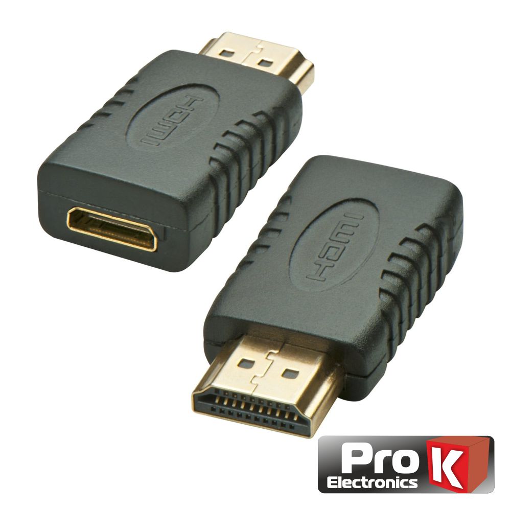 Ficha Adaptadora HDMI Fêmea / HDMI Macho Dourada PROK – Ledistronica, Lda