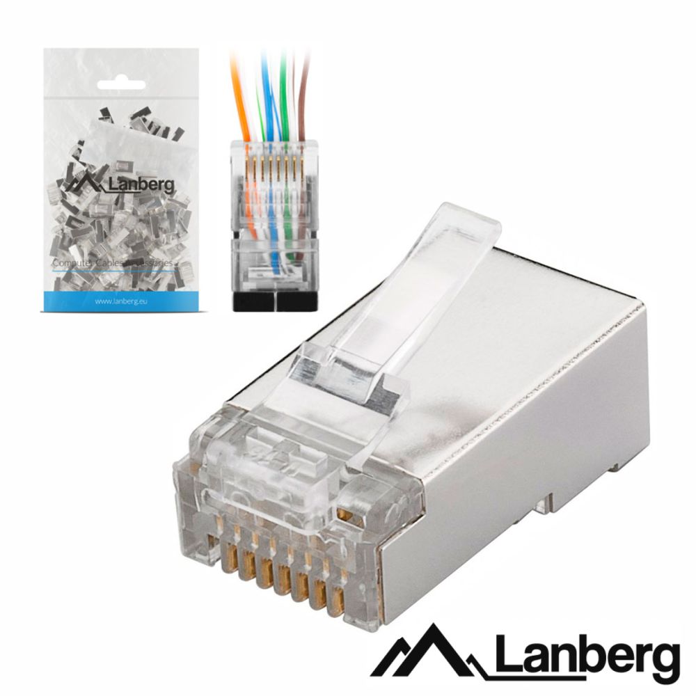 Ficha RJ45 Modular 8p8c CAT6 Passante 100PCS LANBERG – Ledistronica, Lda