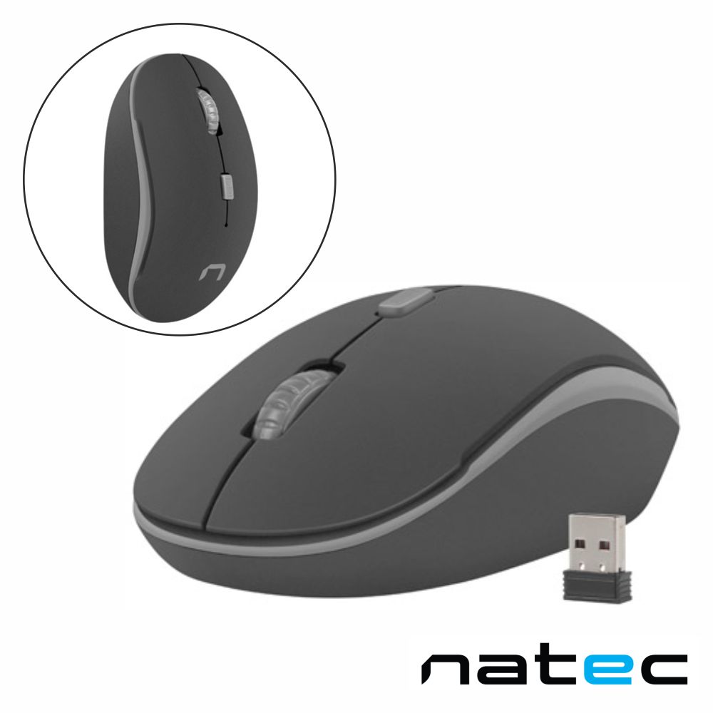 Rato Óptico S/ Fios 800-1600DPI USB Preto/Cinza NATEC – Ledistronica, Lda
