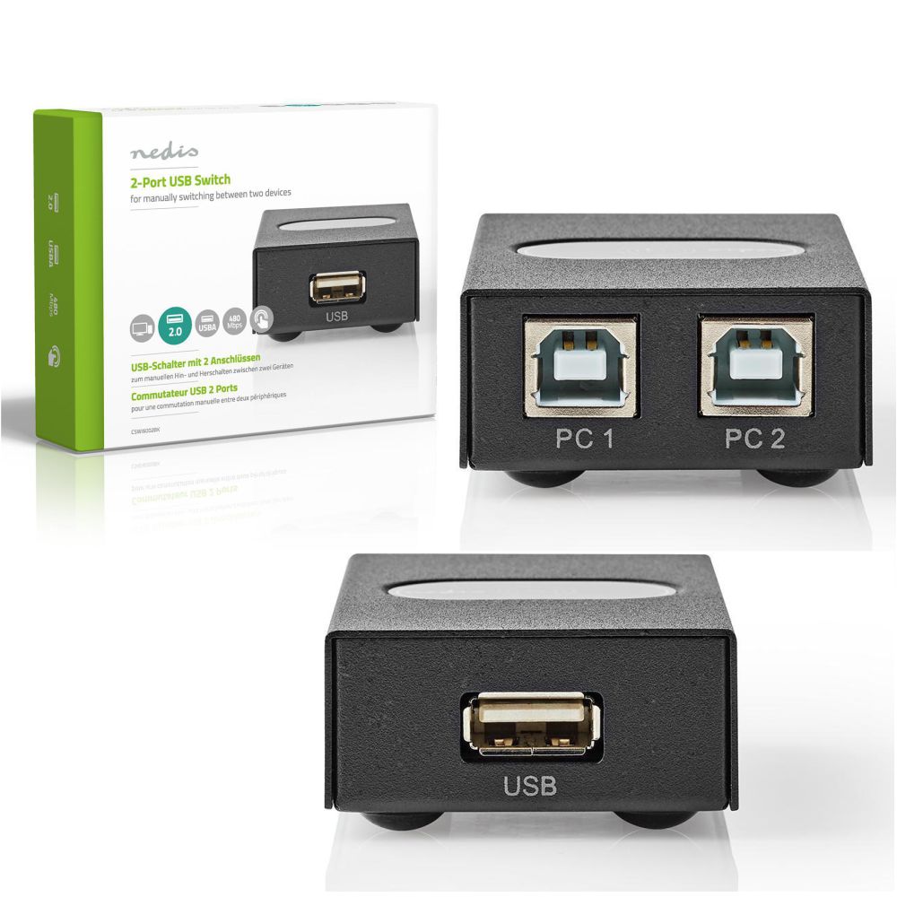 Switch USB 2 Portas Preto NEDIS – Ledistronica, Lda